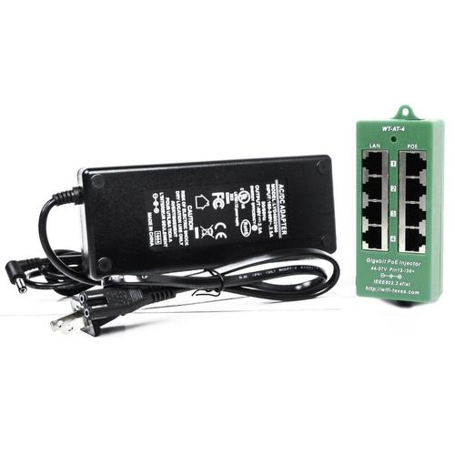 4 Port Active Gigabit Mode A PoE Injector with 56 Volt 120 Watt Power ...