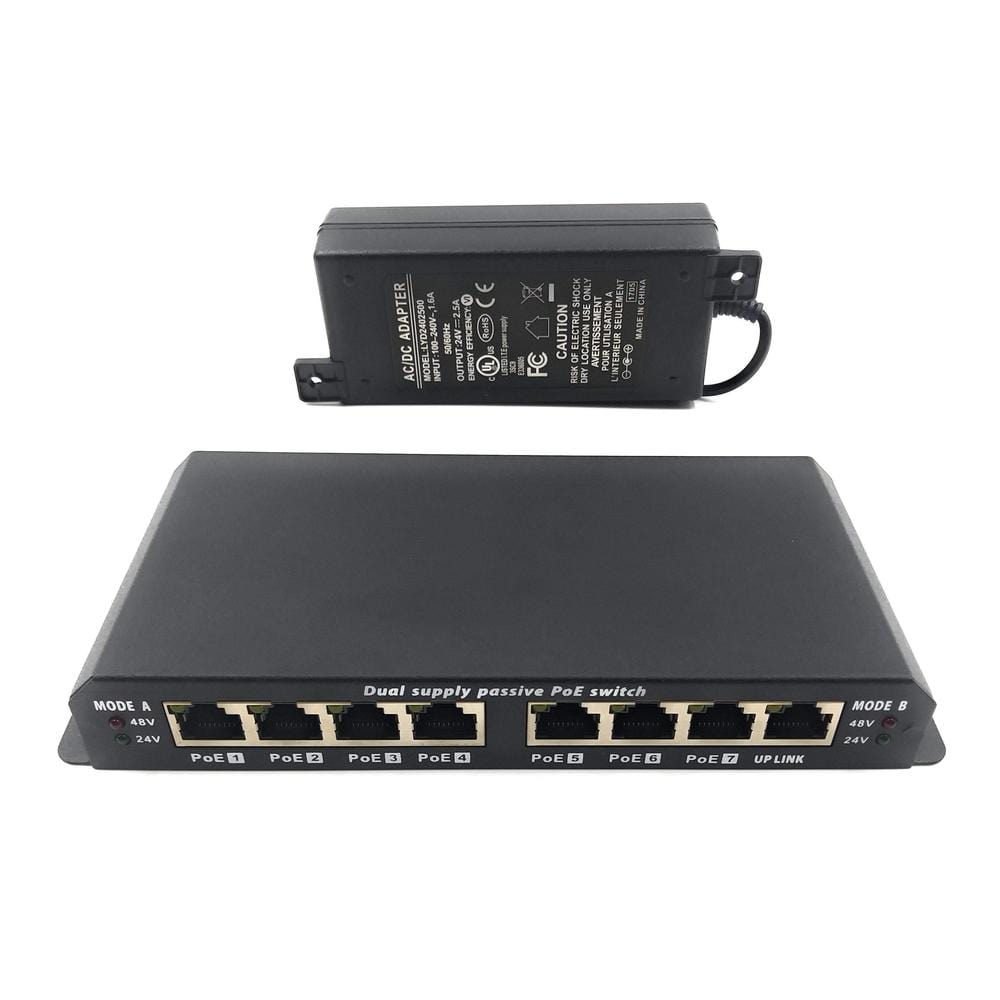 8 Port PoE Switch With 24 Volt 60 Watt Power Supply — POE Texas